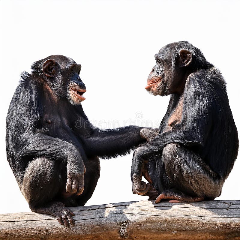 Two Chimpanzees Talking. Two Chimpanzees Meeting with Each Other ...