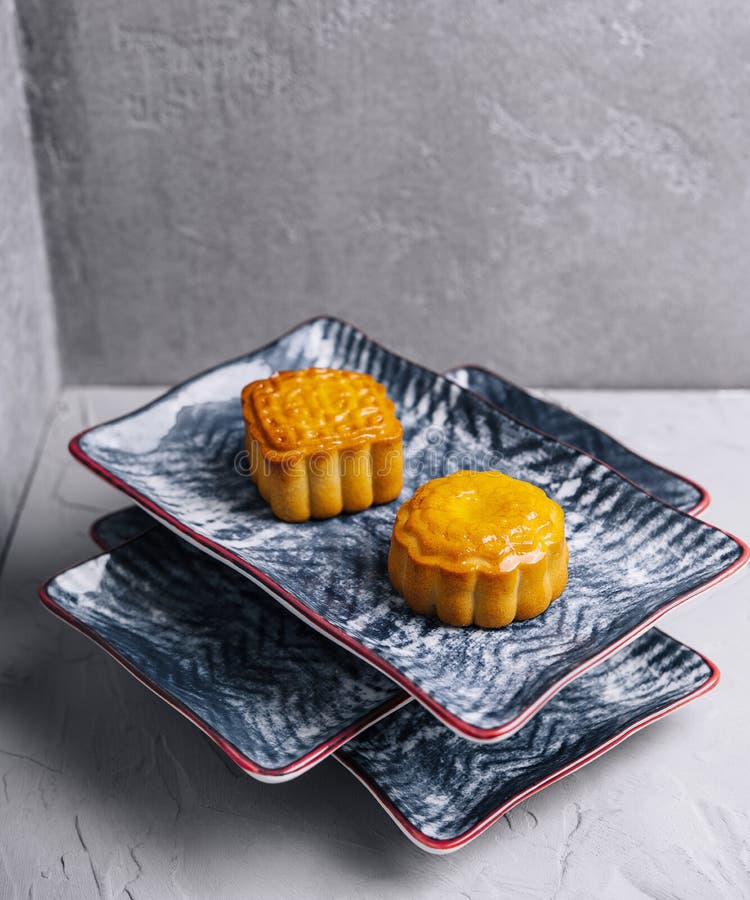 Two Chinese Cakes on Traditional Plates Stock Image - Image of british ...