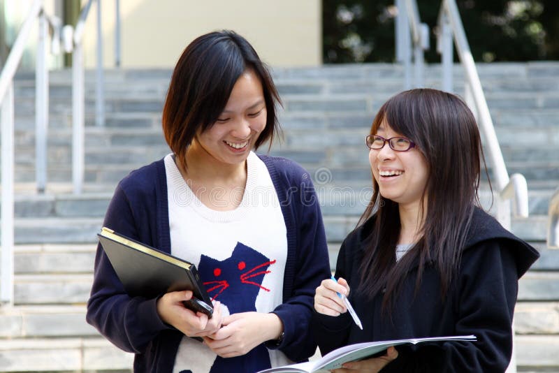 Two Chinese University Students on Campus Stock Image - Image of ...
