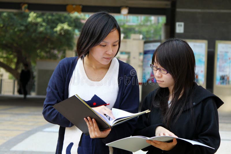 Two Chinese University Students on Campus Stock Image - Image of ...