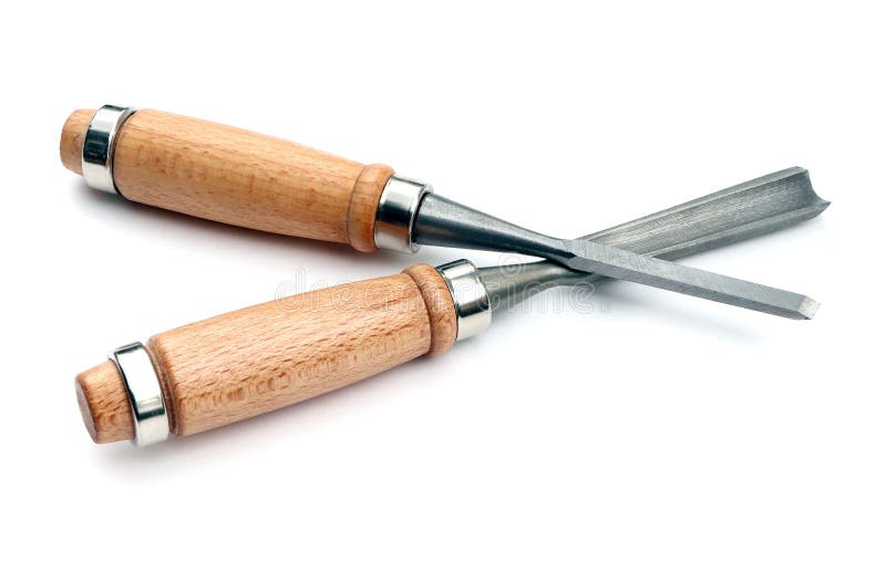 Two Chisel of Wood for Carpentry Isolated on a White Background Stock ...