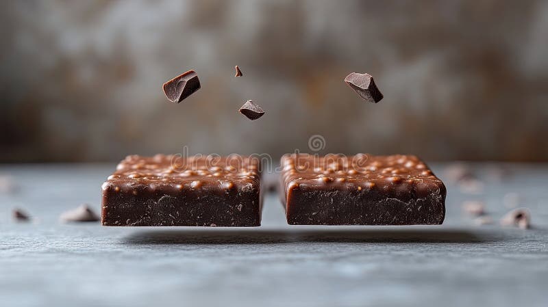 Floating Chocolate Bars with Falling Chocolate Pieces Stock ...