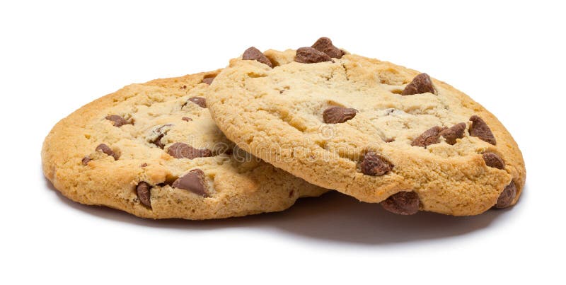 Two Chocolate Chip Cookies stock photo. Image of pile - 262744696