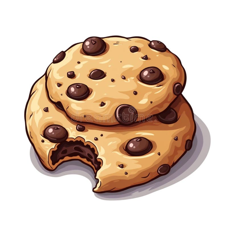 Two Chocolate Chip Cookies are Stacked, and One Has a Bite Taken Out of ...