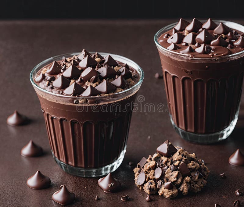Two Chocolate Desserts with Chocolate Chips on Top Stock Photo - Image ...