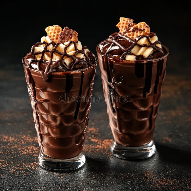 Two Chocolate Drinks Whipped Cream Drizzle Stock Photos - Free ...