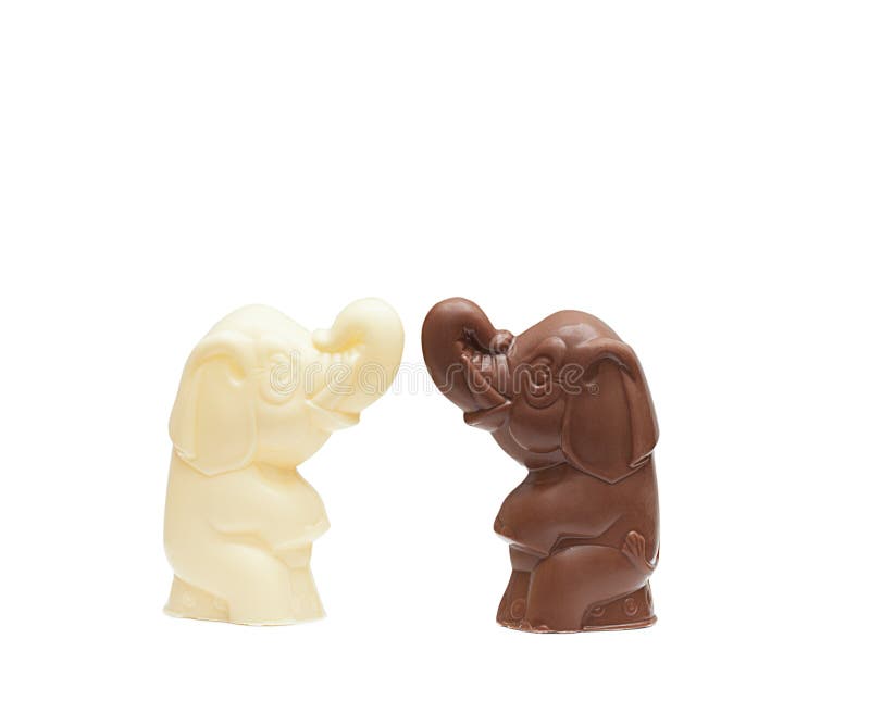 Two Chocolate Elephants Isolated on White Stock Image - Image of studio ...