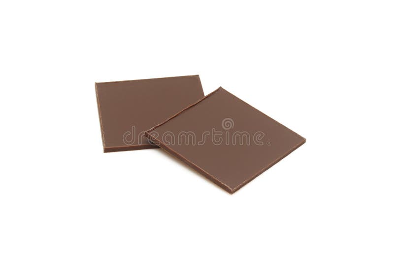 Two Chocolate Thin Square Pieces Isolated on White Background Stock ...
