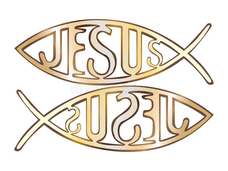 Two christian fish symbol stock illustration. Illustration of metaphor ...