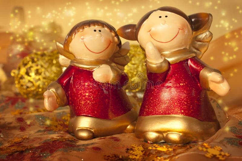 Two Christmas angels stock image. Image of greeting, ornament - 17312121