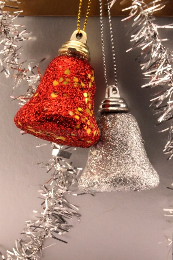 Two Christmas Bells Christmas Decoration Stock Photo - Image of silver ...