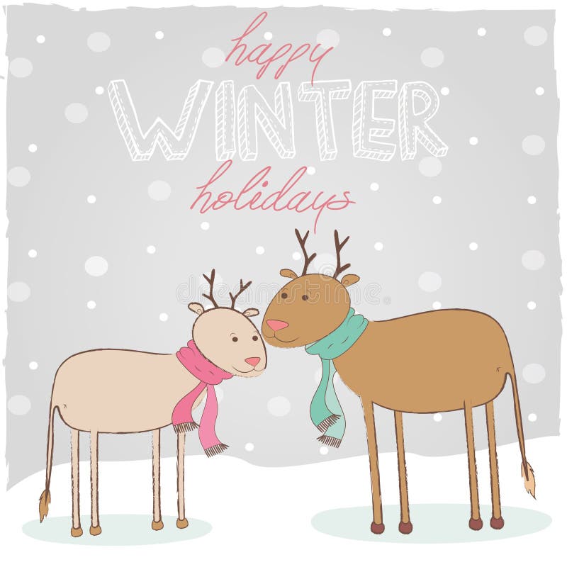 Two Christmas deer in love stock vector. Illustration of message - 64119428