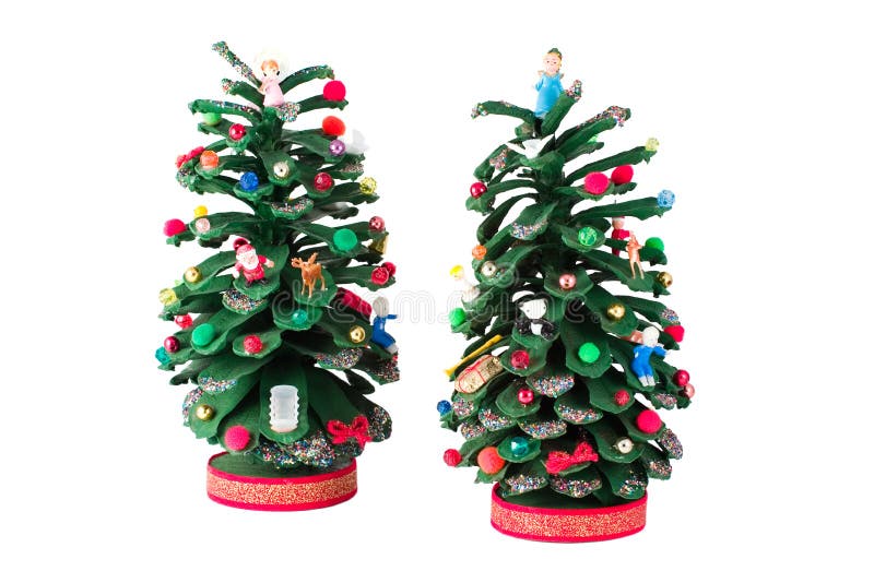 Two Christmas Trees Close To Each Other Stock Photo - Image of light ...