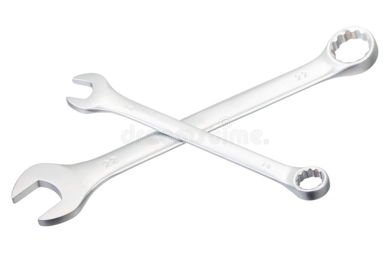 Two Chrome Vanadium Wrench Isolated on White Stock Photo - Image of ...