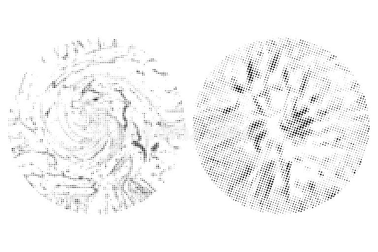 Two Circles with Different Shapes and Sizes with Halftone Dots Effect ...