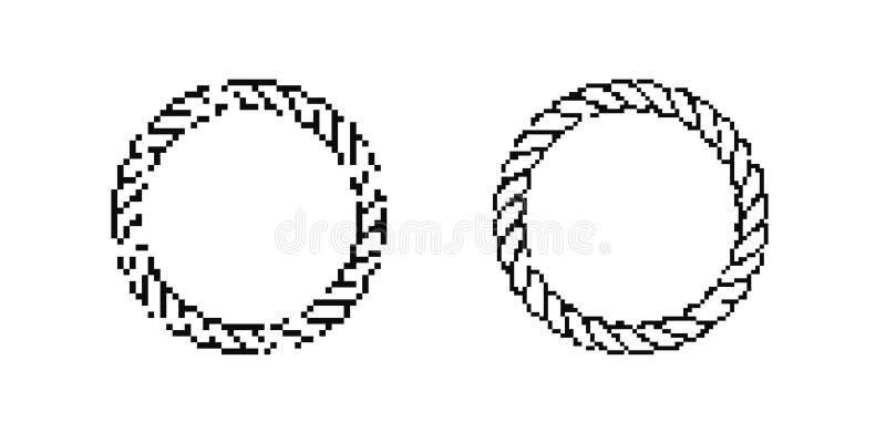 Two Circular Rope Patterns in Pixel Art Style with Intricate Twisted ...