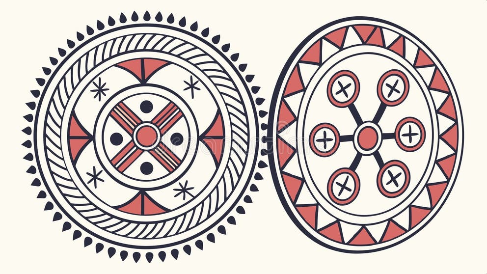 Two Circular Tribal Patterns Geometric Cultural Design Elements Vector ...