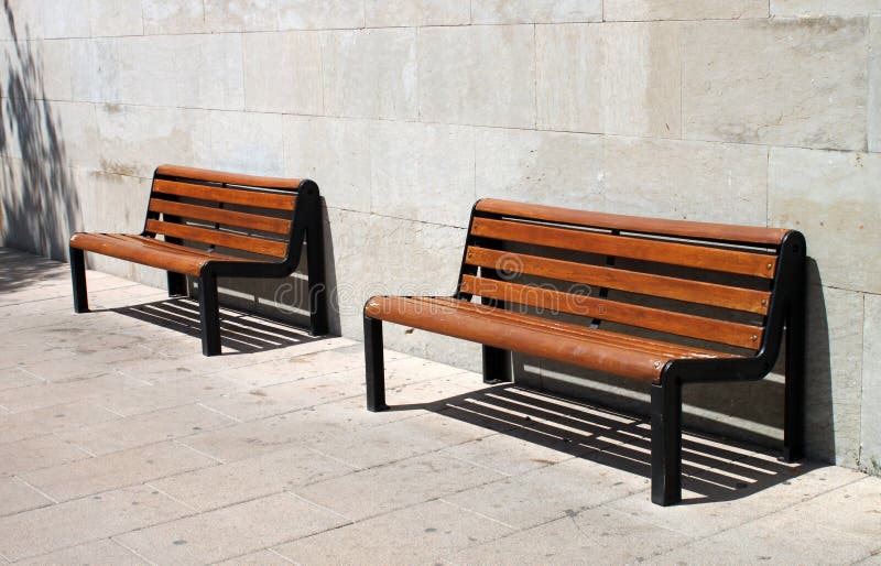 Two city benches. stock photo. Image of summer, parkway - 21376984