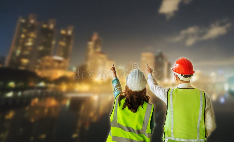 Two Civil Engineer Team Looking at Development of Bangkok City for ...