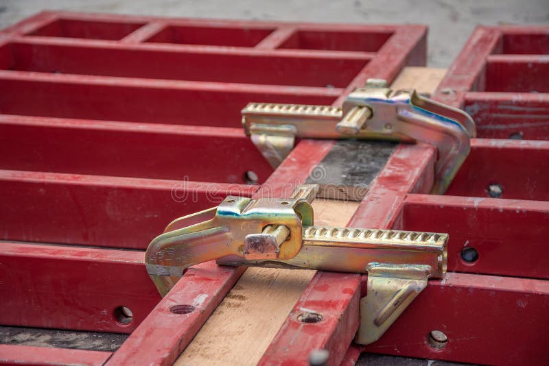 Two Clamps Connect Formwork Panels Stock Photo - Image of frame ...