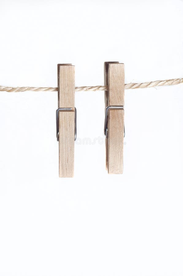 Two Clamps for Laundry Hanging on a String Stock Image - Image of ...