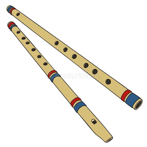 Two classic bamboo flutes stock vector. Illustration of folk - 89462523