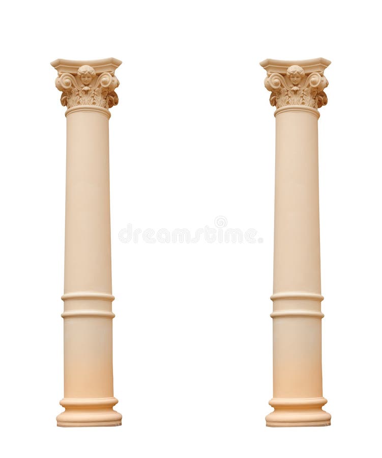Two Classic Column Isolated on White Background Stock Image - Image of ...