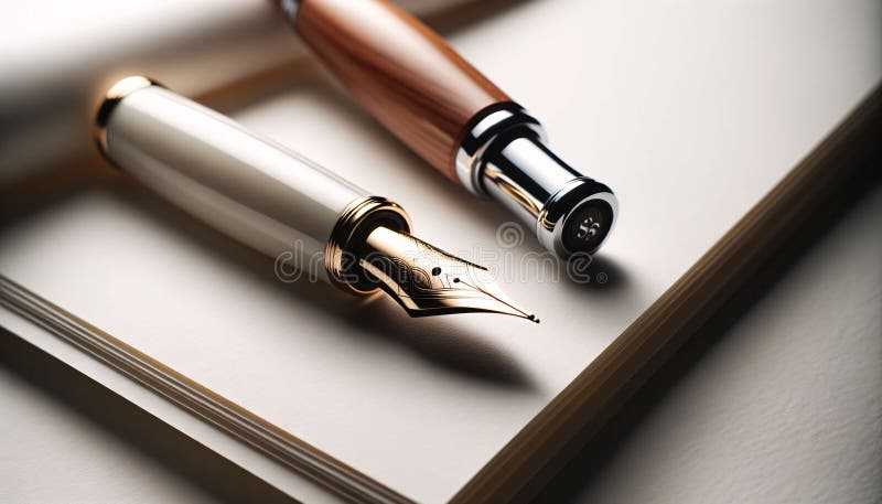 Two Classic Pens Placed on a Notebook Stock Illustration - Illustration ...