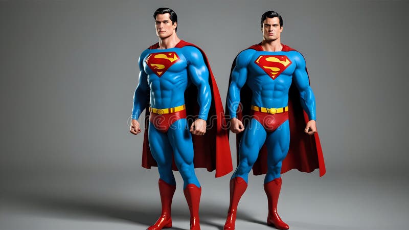 Two Classic Supermen Stand Side by Side Stock Illustration ...