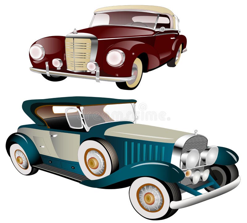 Two classic vintage cars stock vector. Illustration of garage - 118006948