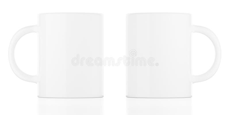 Two Classic White Mugs or Cups Template Mock-up Front and Back View ...