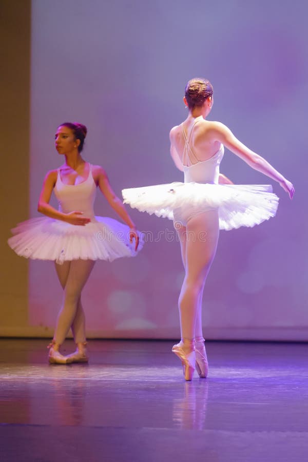 Two Classical Ballerina Dancing on Stage Editorial Photography - Image ...