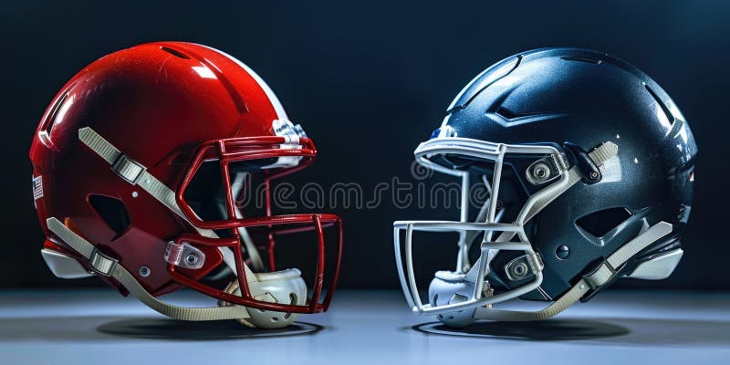 Two Clean Football Helmets Facing Each Other Stock Illustration ...