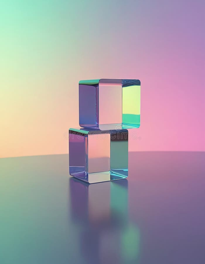 Two Transparent Glass Cubes Colorful Reflective Surface Stock Photos - Free & Royalty-Free Stock ...