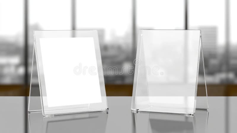 Two Clear Plastic Display Cases with White Paper Inside Stock Photo ...