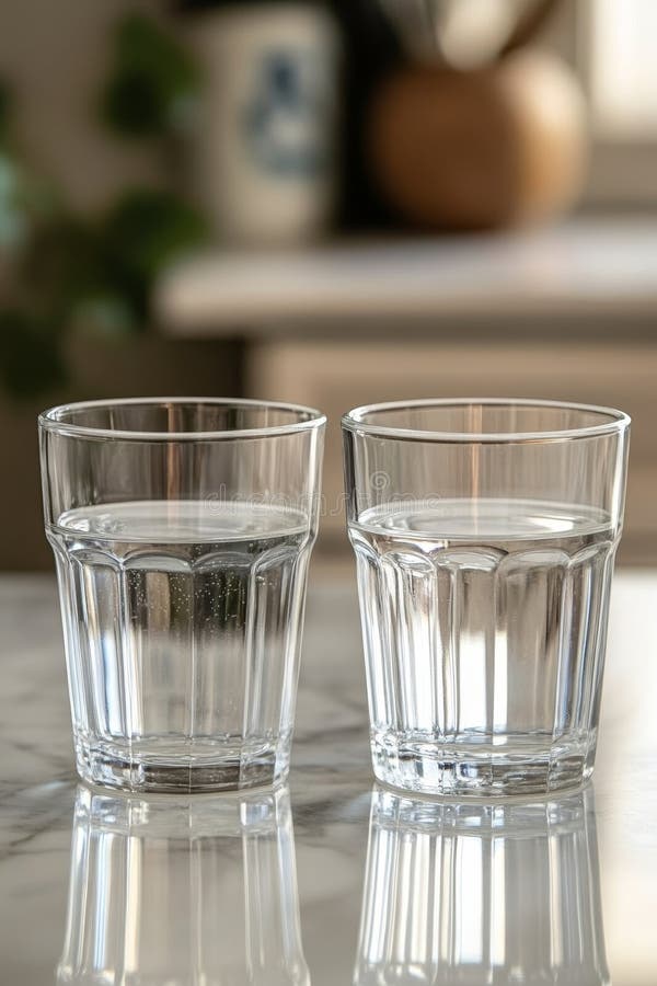 Two Clear, Refreshing Glasses of Water Side by Side on a Kitchen ...