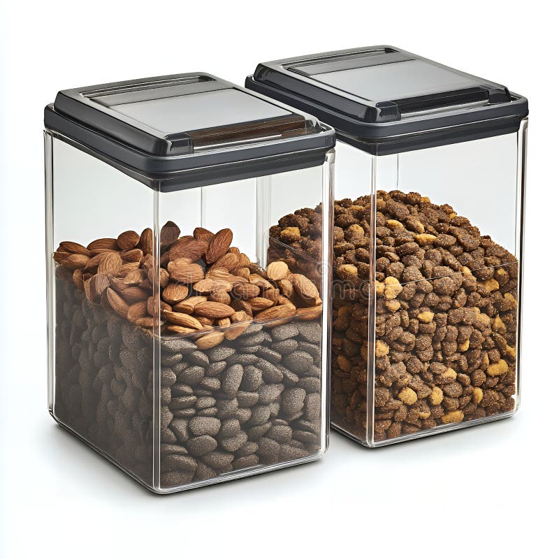 Two Clear Storage Containers Filled with Nuts and Dry Food Stock ...