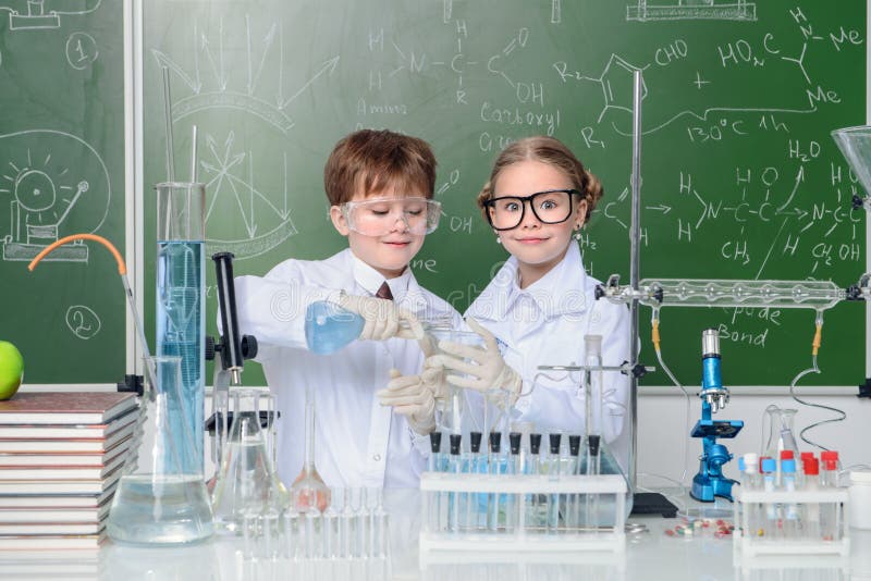 Two clever children stock photo. Image of child, biotechnology - 119280864