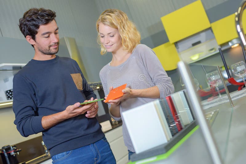 Two Clients Comparing Products Stock Image - Image of buyer, evaluate ...