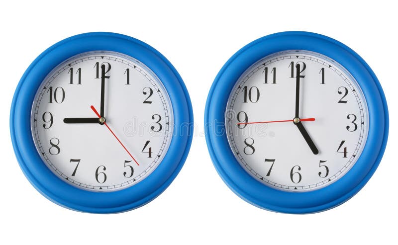 Two Clocks, One on 9am and One on 5pm. Stock Image - Image of hands ...