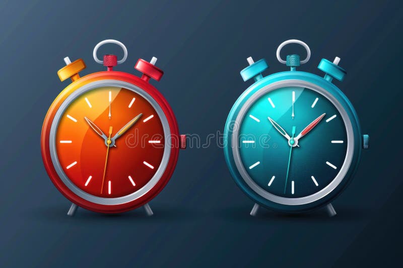 Two Clocks Sitting Together on a Surface Stock Photo - Image of twin ...