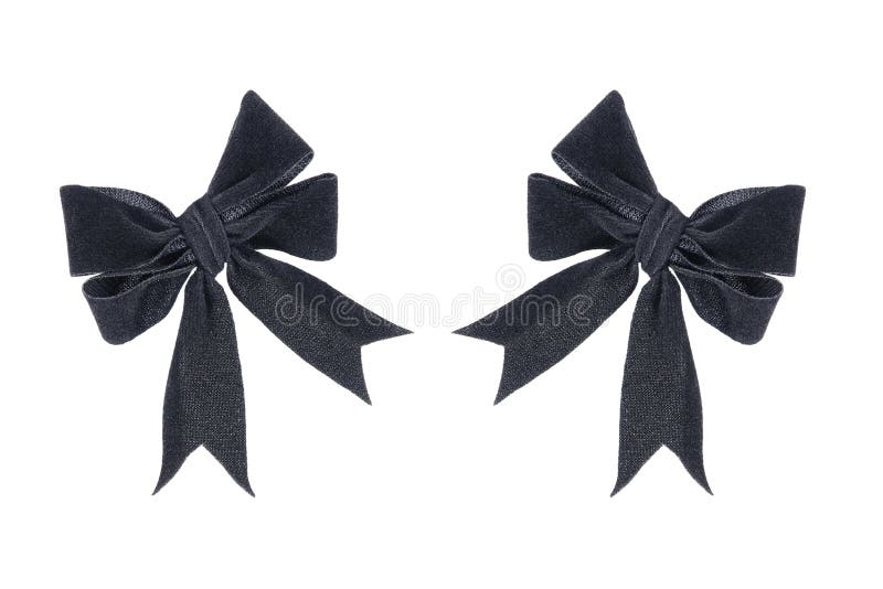 Two Cloth Black Bows Isolated on White Stock Image - Image of band ...