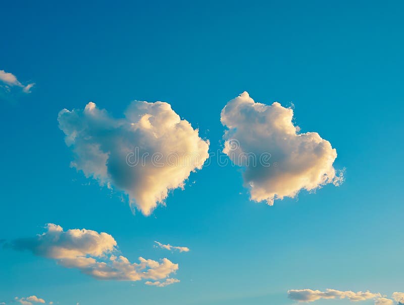 Two Clouds in the Sky with a Blue Background Stock Photo - Image of ...