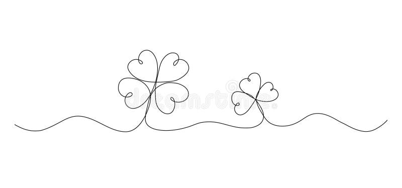 Two Clovers One Line Drawing, Symbol, Icon Continuous Outline Isolated ...