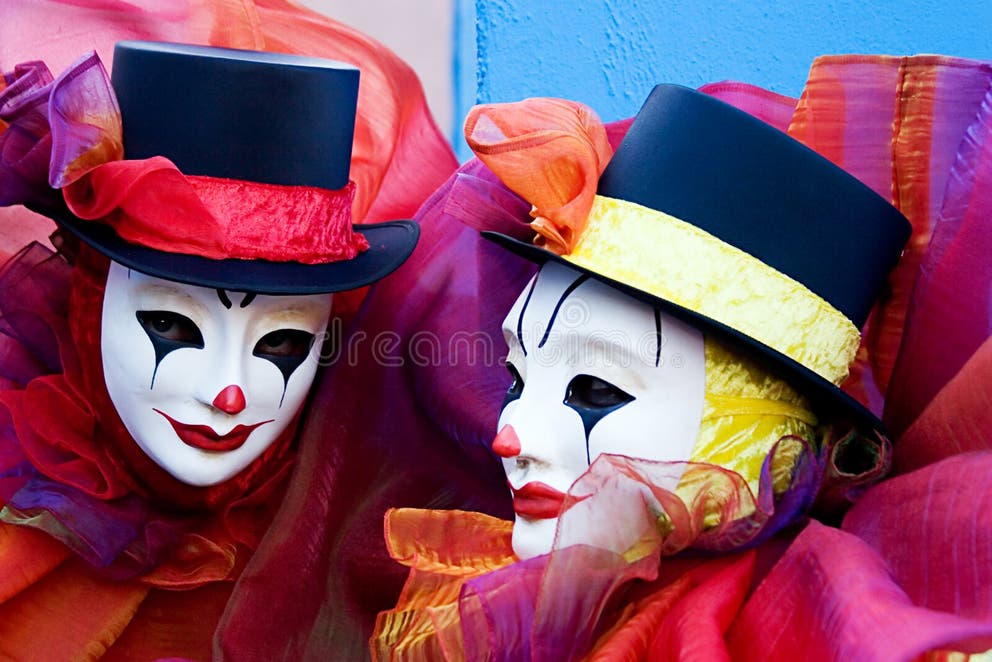 Two clowns - close up stock photo. Image of buffoon, harlequin - 2530752