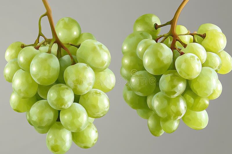 Two Clusters of Ripe Green Grapes on a Neutral Background Stock ...