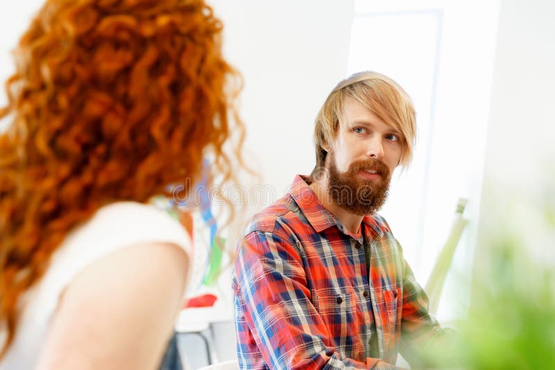 Two Co-workers Working Together Stock Photo - Image of budget, business ...