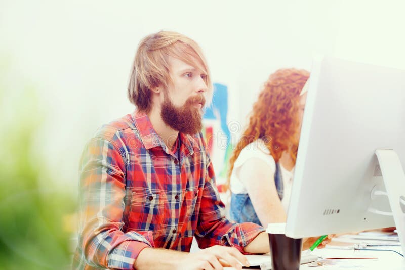 Two Co-workers Working Together Stock Image - Image of tablet, strategy ...