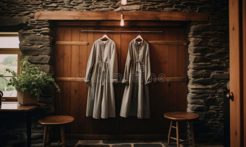 Photo of Two Coats Hanging on a Wall in a Minimalist Room Stock ...