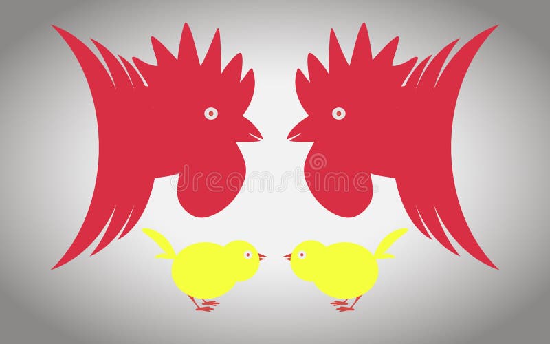 Two and two chickens stock vector. Illustration of fight - 86399307